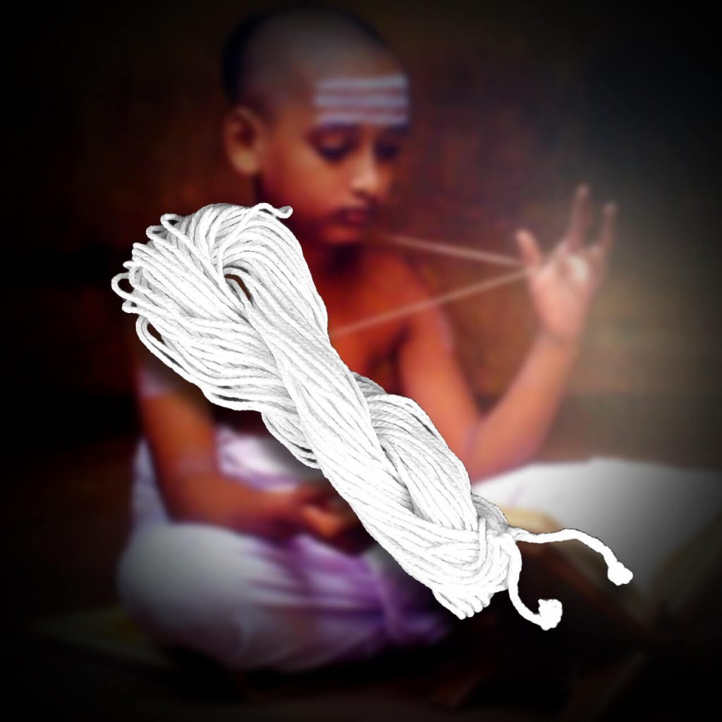 Shop 5 Pcs Cotton Hand Made Long Thick White Thread Pooja Janeu | HTS